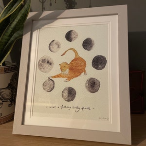 Moon Cat Signed Print by Zeppelinmoon - Etsy