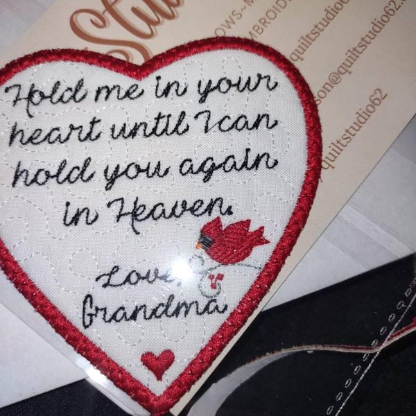 Heart Memory Patch With Cardinal Personalized Quilted & Embroidered for ...