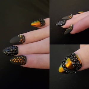 Dark Purple Gothic Press on Nails Custom Shape / Size Matte Black Glue ...
