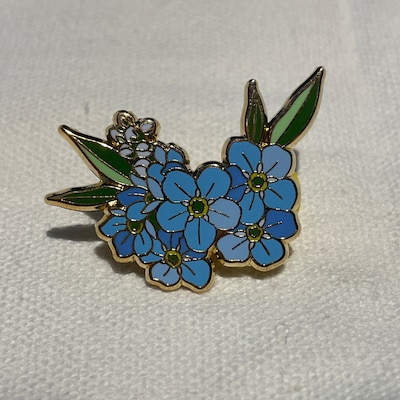 Forget Me Not Pin, Botanical Enamel Pin, Blue Flower Artwork, Original ...
