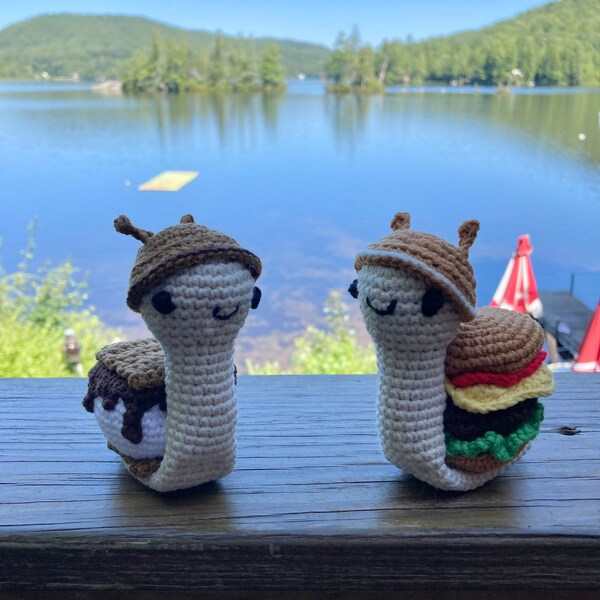 Burger Snail Crochet Pattern Amigurumi, Snail Stuffed Animal Plush Toy ...