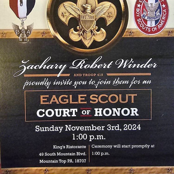 Character Eagle Scout Court of Honor Invitations, Double Sided ...