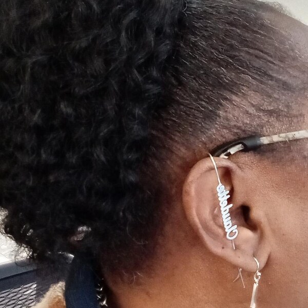 Custom Name Ear Wrap Crawler Hook Earrings, 925 Sterling Silver ...