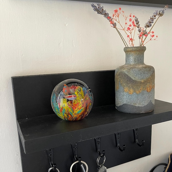 Black Key Hook With Shelf, Key Holder, Handmade Gift, Custom Made, Key ...