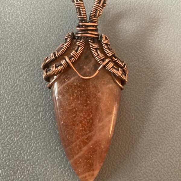 Sunstone Cuff Bracelet Copper Wire Wrapped Sparkling Gemstone Bracelet ...