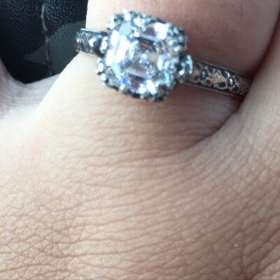 Alexis Ring Trio Vintage Engagement Sterling Silver Asscher - Etsy