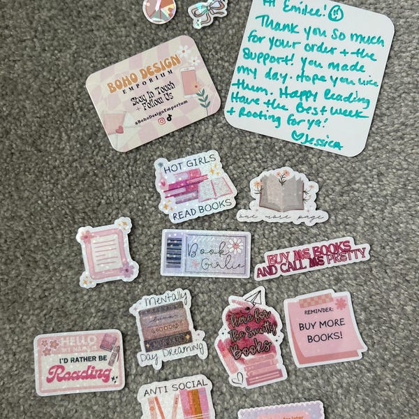 Pink Bookish Holographic Sticker Bundle Bookish Kindle Stickers Book ...