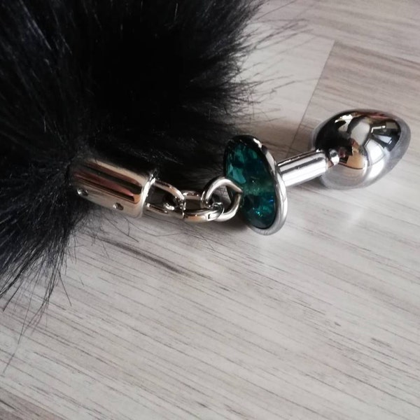 Black Realistic Faux Fur Fox Tail Fake Fur Fox Tail Anime Cosplay Wolf ...