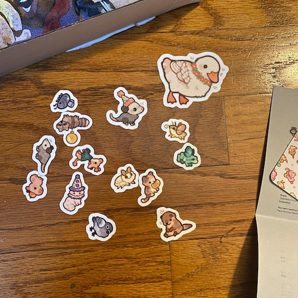 Series 2: Tiny Party Animals Sticker Set of 11 / Mini Animal Stickers ...