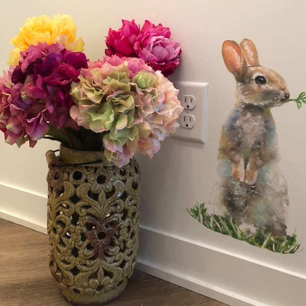 Rabbit, Watercolor Stickers, Bunny Wall Decal, Woodland Animals ...
