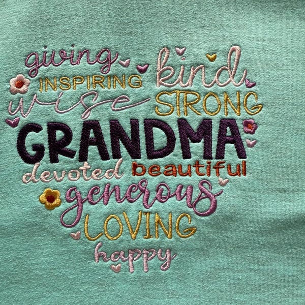Grandma Heart Words Machine Embroidery Design (digital Download) - Etsy