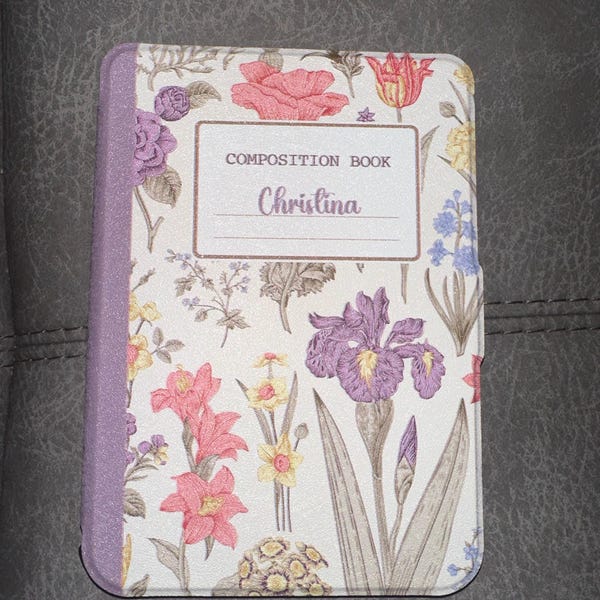 Purple Floral All New Kindle 11th Gen 2024 Case Composition Book Kobo ...