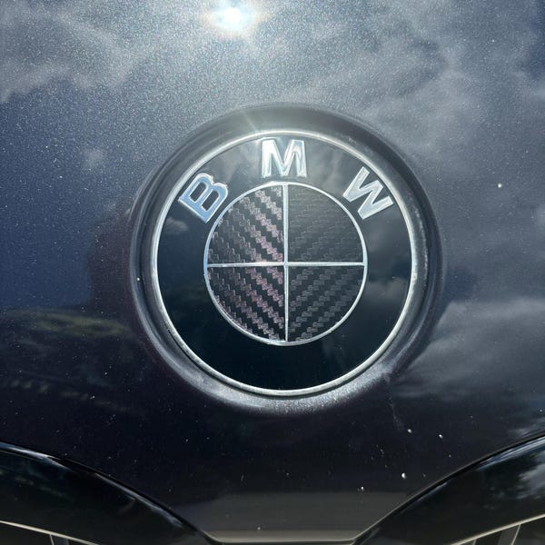 Black Carbon Fiber BMW Emblem Sticker Overlay Decal Vinyl Logo Badge ...
