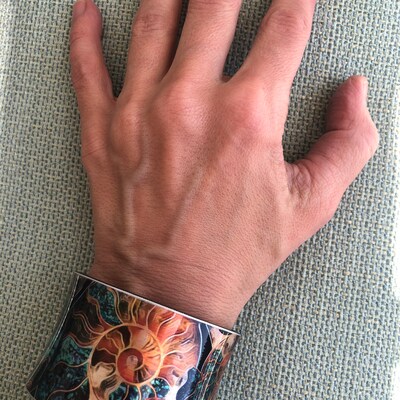 Ocean Blue Cuff Bracelet, Ocean Sea Gift for Her, Summer Blue Arm Cuff ...