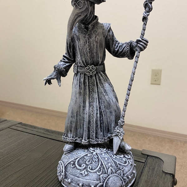 Venetian Plague Doctor Statue, Hand Painted Resin Sculpture | Gothic ...