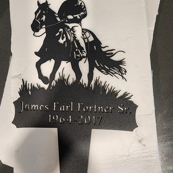 Custom Cowboy Metal Art Sign, Personalized Western Cowboy Grave Marker ...