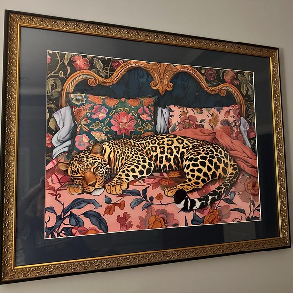 Cheetah Floating in a Pool - Summer Wall Art - Maximalist Wall Art ...