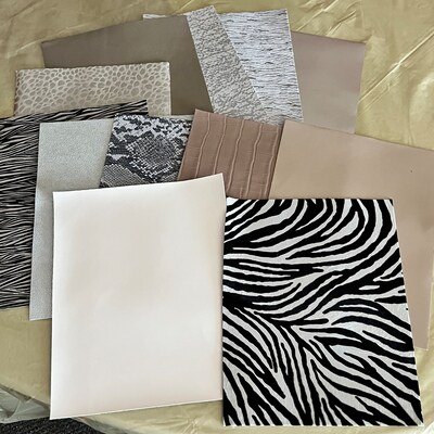 Mix HAIR on LEATHER Hide Scraps, Mix of Different Colors / Textures, 10 ...