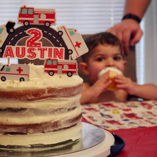 Personalized Rescue Vehicle Cake Topper, Emergency Vehicle, Fire Truck ...