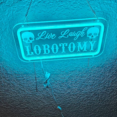 Live Laugh Lobotomy Neon Sign, Halloween Gift, Gothic Home Decor Funny ...