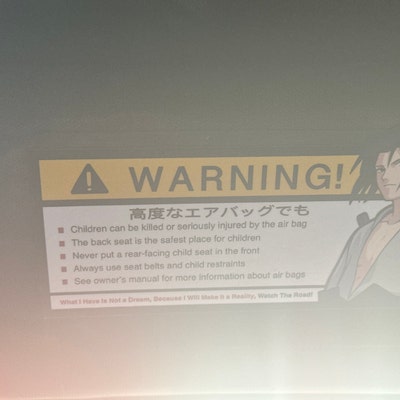 Anime Warning Sticker, Sorcery Anime, Airbag Warning Sticker, Visor ...