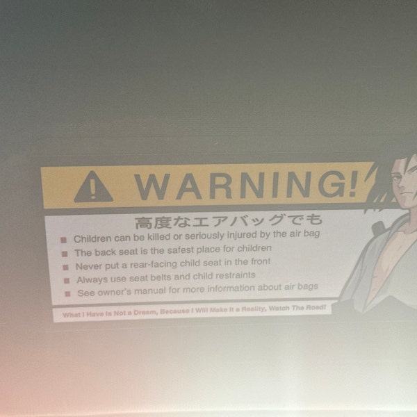 Anime Warning Sticker, Ninja Anime, Airbag Warning Sticker, Visor Anime ...
