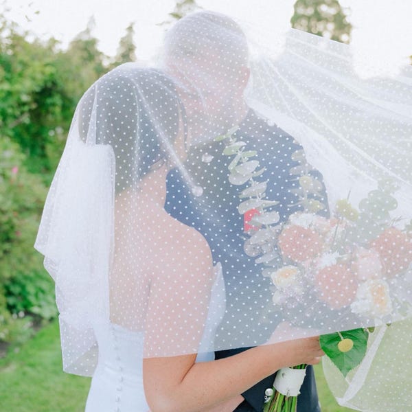 Modern Veil Extra Wide Double Layered Two Tier Veil Barely There Ivory ...