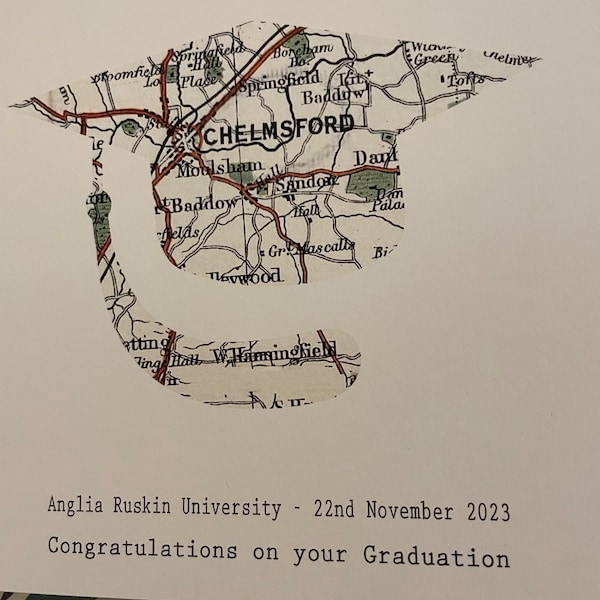 Graduation Map Card, Personalised Graduation Card, Graduated Card, UK ...