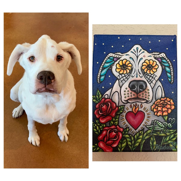 Pop Art Pet Portrait Hand Painted on Canvas - Custom Colorful Pet ...