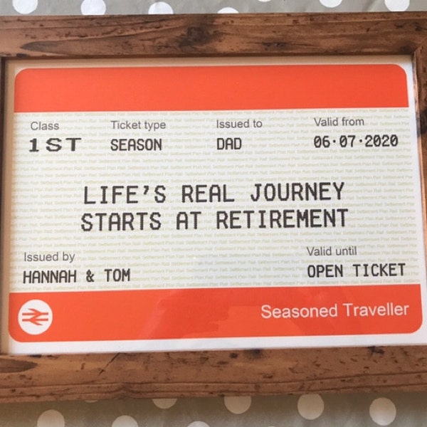 Personalized Retirement Gift, Personalised Train Ticket, Retirement ...