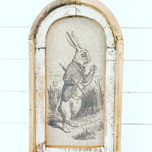 White Rabbit Wall Art 14 X 22 Arch Window Frame Linen Wall Hanging ...