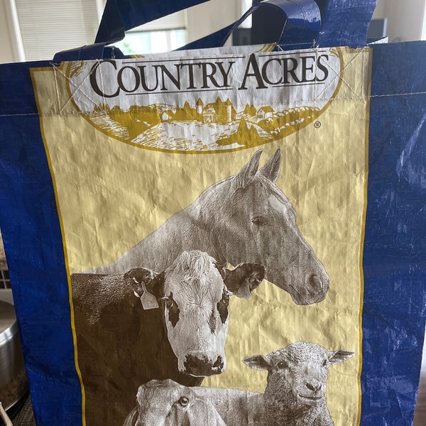 Feed Bag Tote, Reusable Tote Bag, Grocery Bag, Recycled Shopping Bag ...