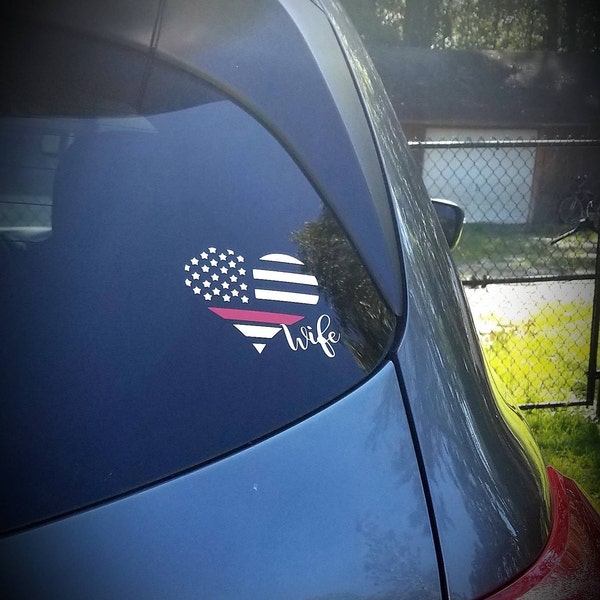 Fire Wife Decal, Thin Red Line Wife, Thin Red Line Gift, Thin Red Line ...