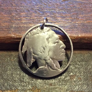 Buffalo Nickel Cut Coin Necklace Pendant Indian South | Etsy