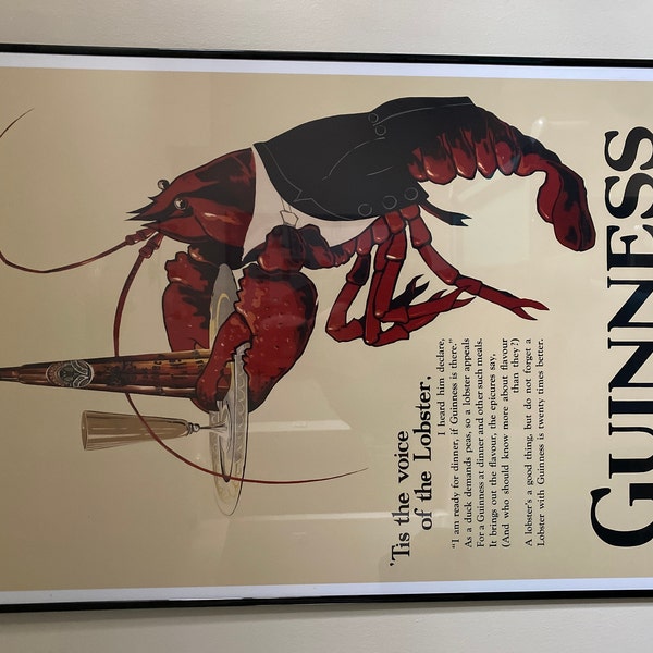 Guinness Digital Poster - Guinness Lobster Download - Vintage Canvas ...