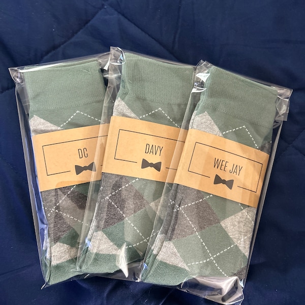 Sage Green Personalized Groomsmen Socks | 5 Designs, Mix & Match, Men's ...