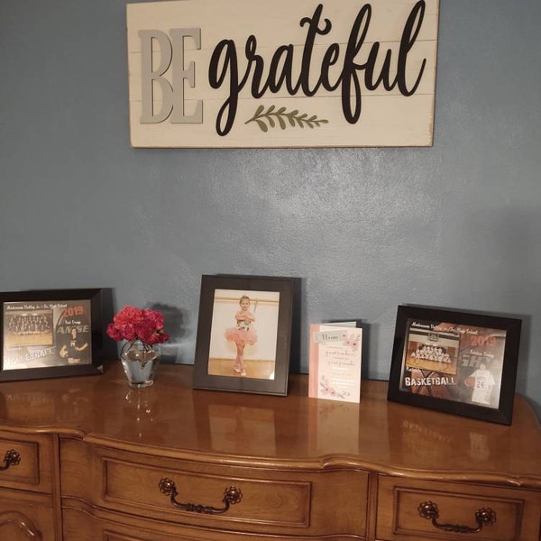 BE Grateful Sign, Rustic Shiplap Wood Sign, Modern Farmhouse Wall Decor ...