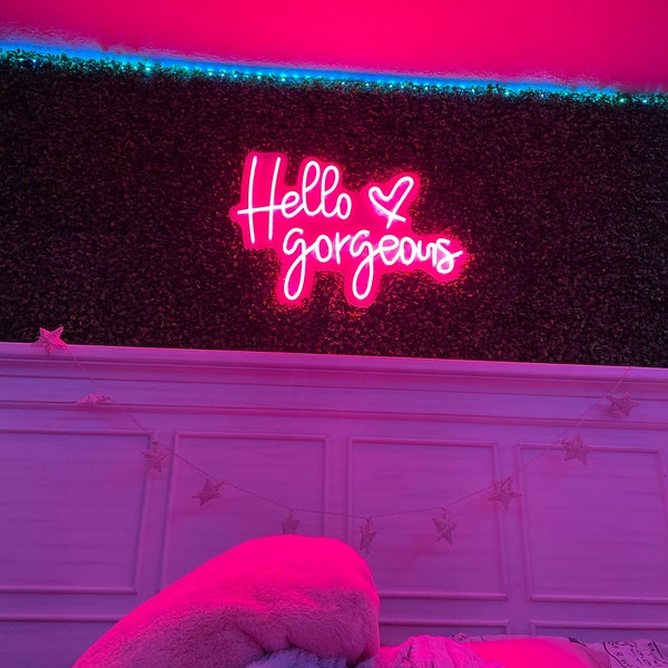 Hello Gorgeous Neon Sign,custom Heart Sign Salon Decorations,led Light ...