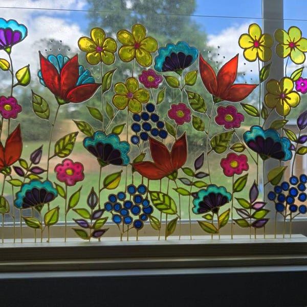 Texas Bluebonnet Suncatcher Stained Glass Window Hanging, Texas State ...