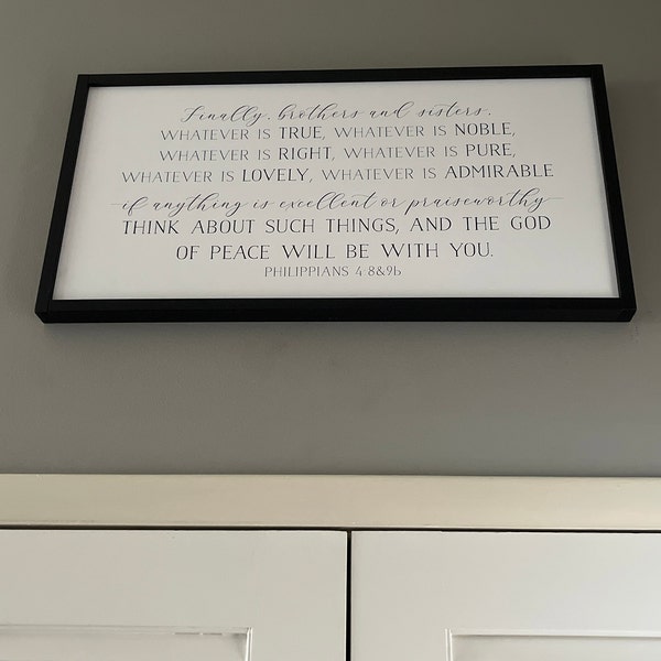 Philippians 4:8 Sign | Finally Brothers Scripture Sign | Whatever is ...