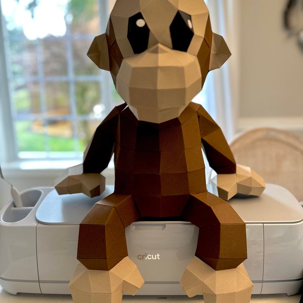 Low Poly Monkey 3D Papercraft PDF, 3D SVG Template for Creating Monkey ...