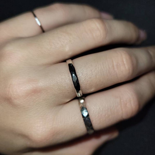 Stacking Ring Solid 925 Sterling Silver Various Textures You Choose One ...
