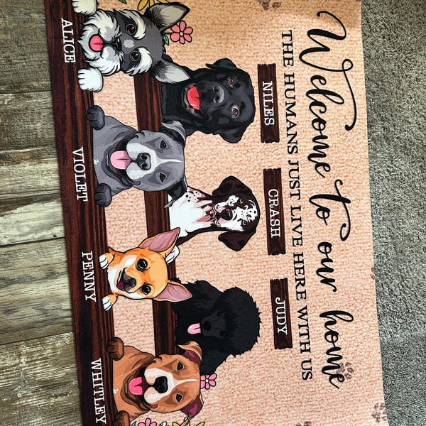 Personalized Dog Cat Doormat, Custom Pet Welcome Mat, Funny Dog Mat ...