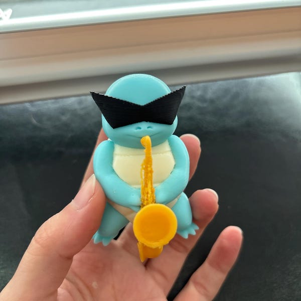 Squirtle Saxophone Figure (3D Printed), Pokemon Fan Gift, Viral Meme ...