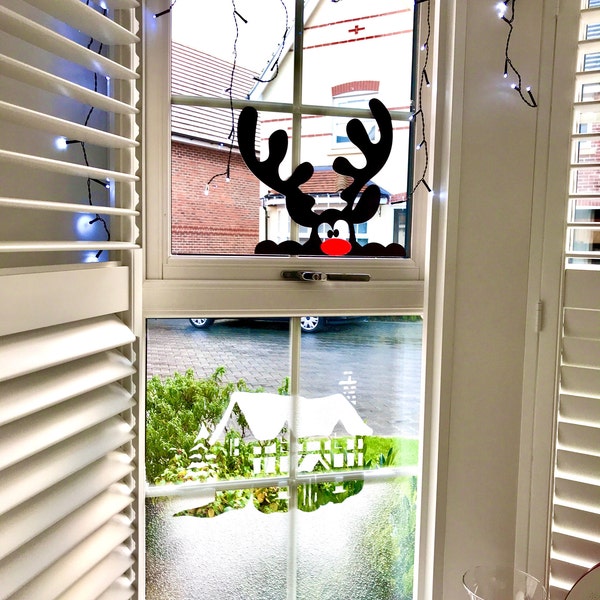 Rentier Weihnachten Fensteraufkleber | Peeping Rentier Sticker ...