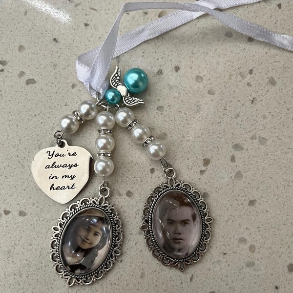 Personalized Memorial Bridal Bouquet Charm With Photo, Wedding Memorial ...