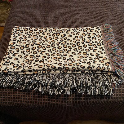 Leopard Print Blanket: Animal Pattern Woven Throw, Eclectic Unique Boho ...