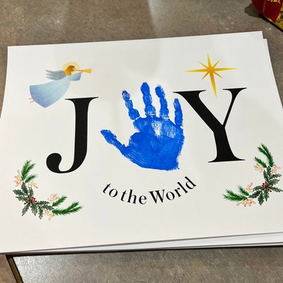 Joy Christmas Handprint Art Craft, Joy to the World, Christmas Jesus ...