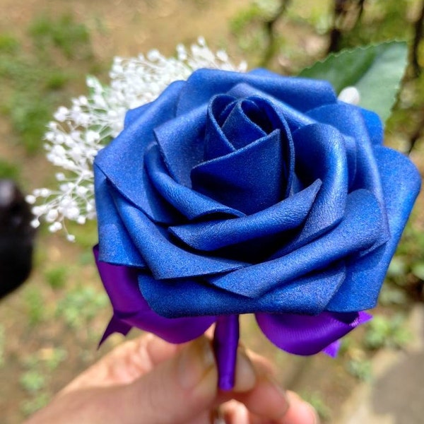 Royal Blue and Purple Wedding Bouquet, Bridal Bouquet, Bridesmaid ...