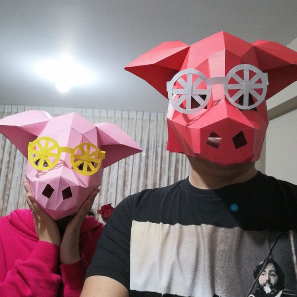 Paper Pig Mask, Papercraft Template, Party Mask, DIY Instant Download ...